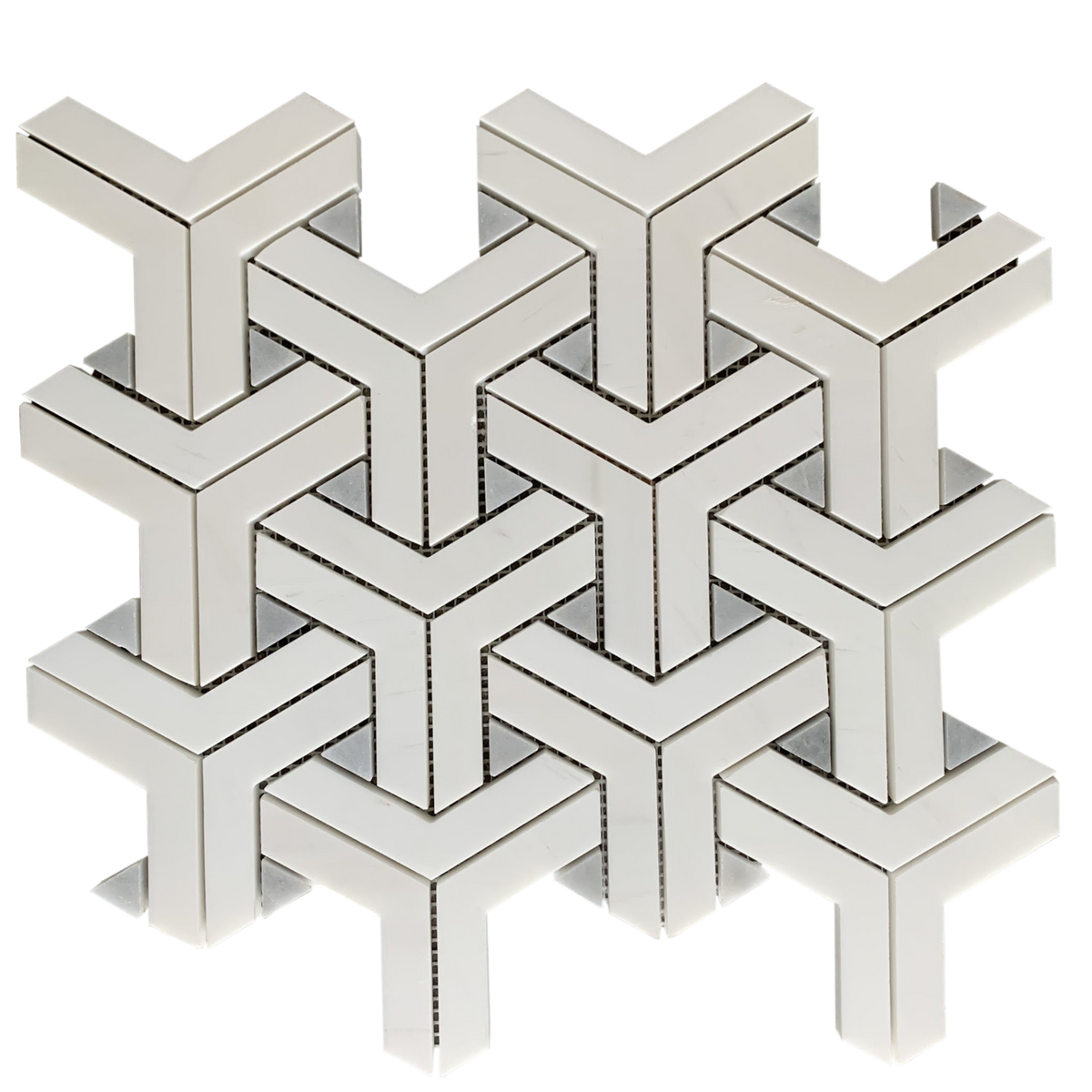 Lantana Waterjet Mosaic Dolomite and Bardiglio – All Marble Tiles