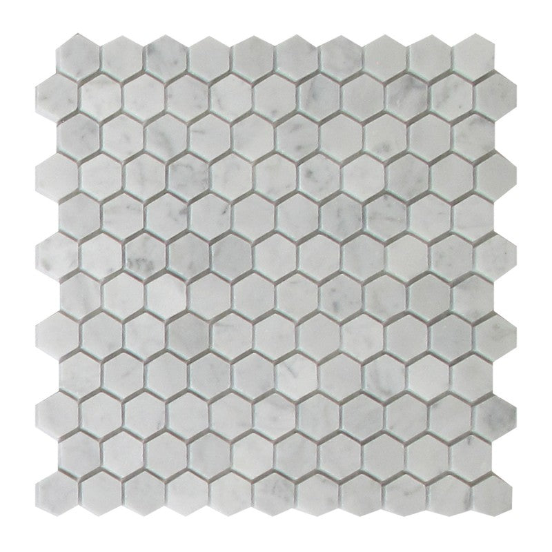 Bianco Carrara 1 Inch Marble Honey Comb Mosaics Honed – All Marble Tiles