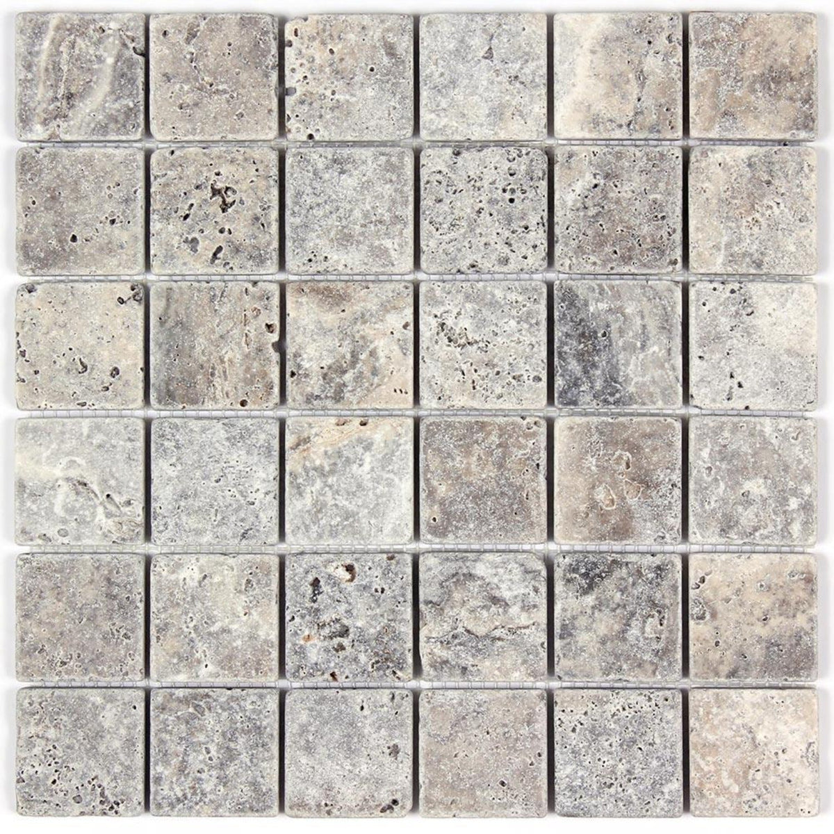 Silver Travertine Tumbled 2x2 Mosaics Tile – All Marble Tiles
